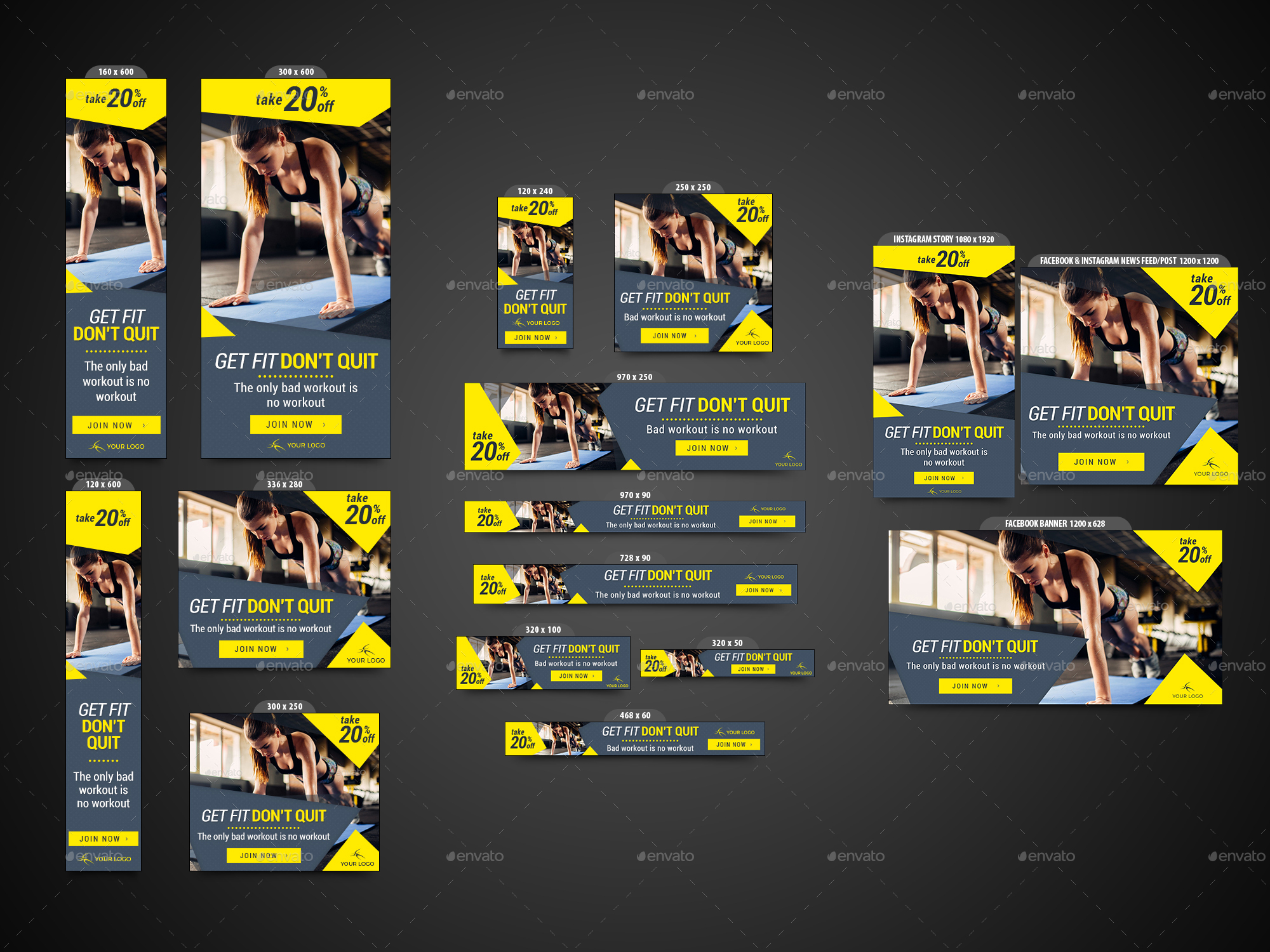 Sport Fitness Banners Bundle, Web Elements | GraphicRiver