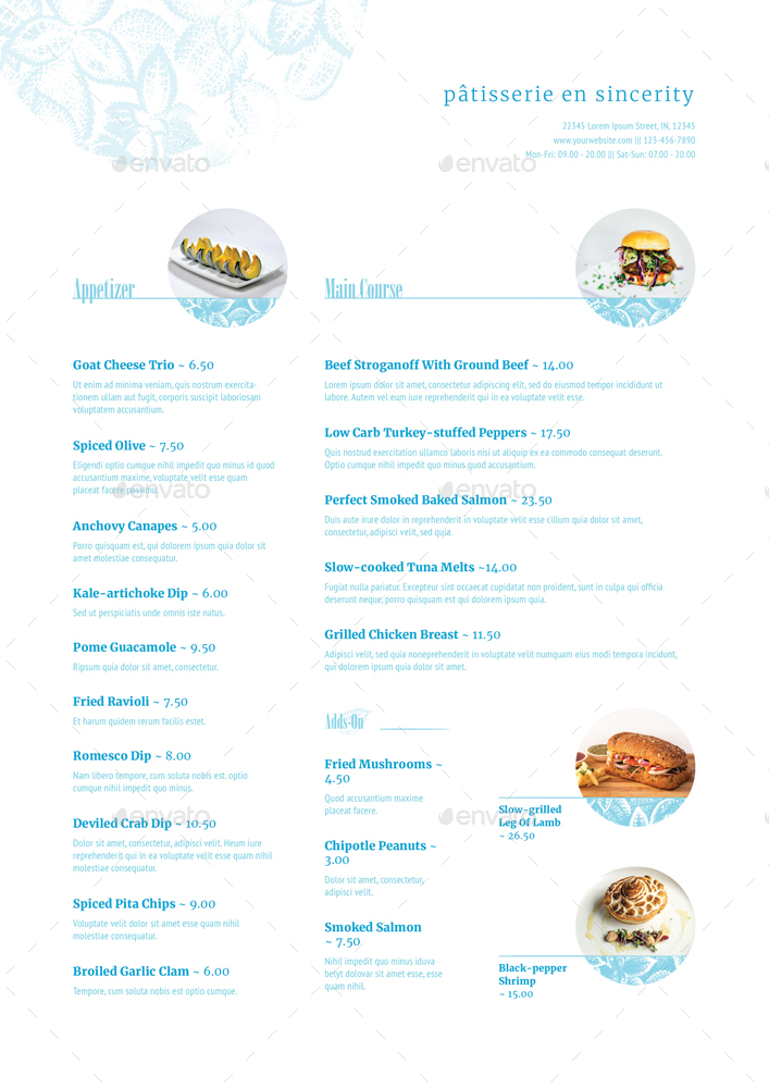 Floral Pastry Bakery Cafe Menu, Print Templates | GraphicRiver