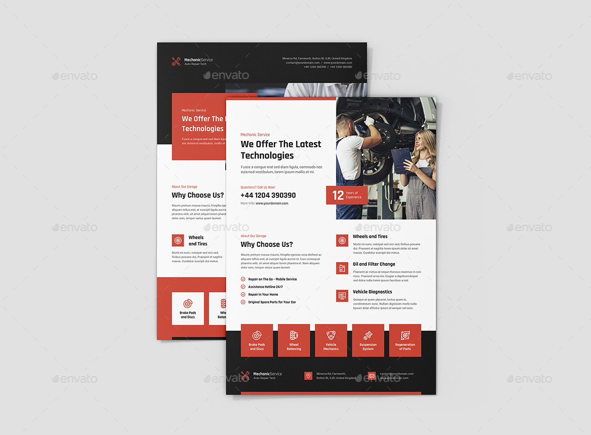 Mechanic – Brochures Bundle Print Templates 5 in 1, Print Templates