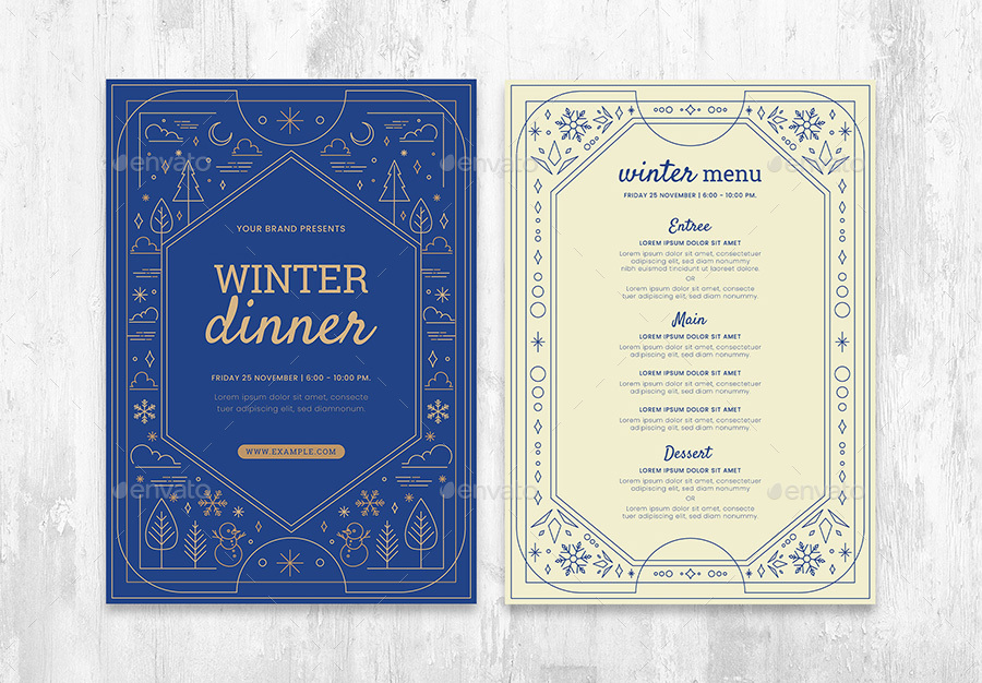 Ornate Winter Menu Template, Print Templates | GraphicRiver