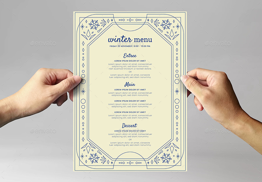 Ornate Winter Menu Template, Print Templates | GraphicRiver