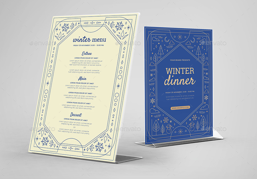 Ornate Winter Menu Template, Print Templates | GraphicRiver