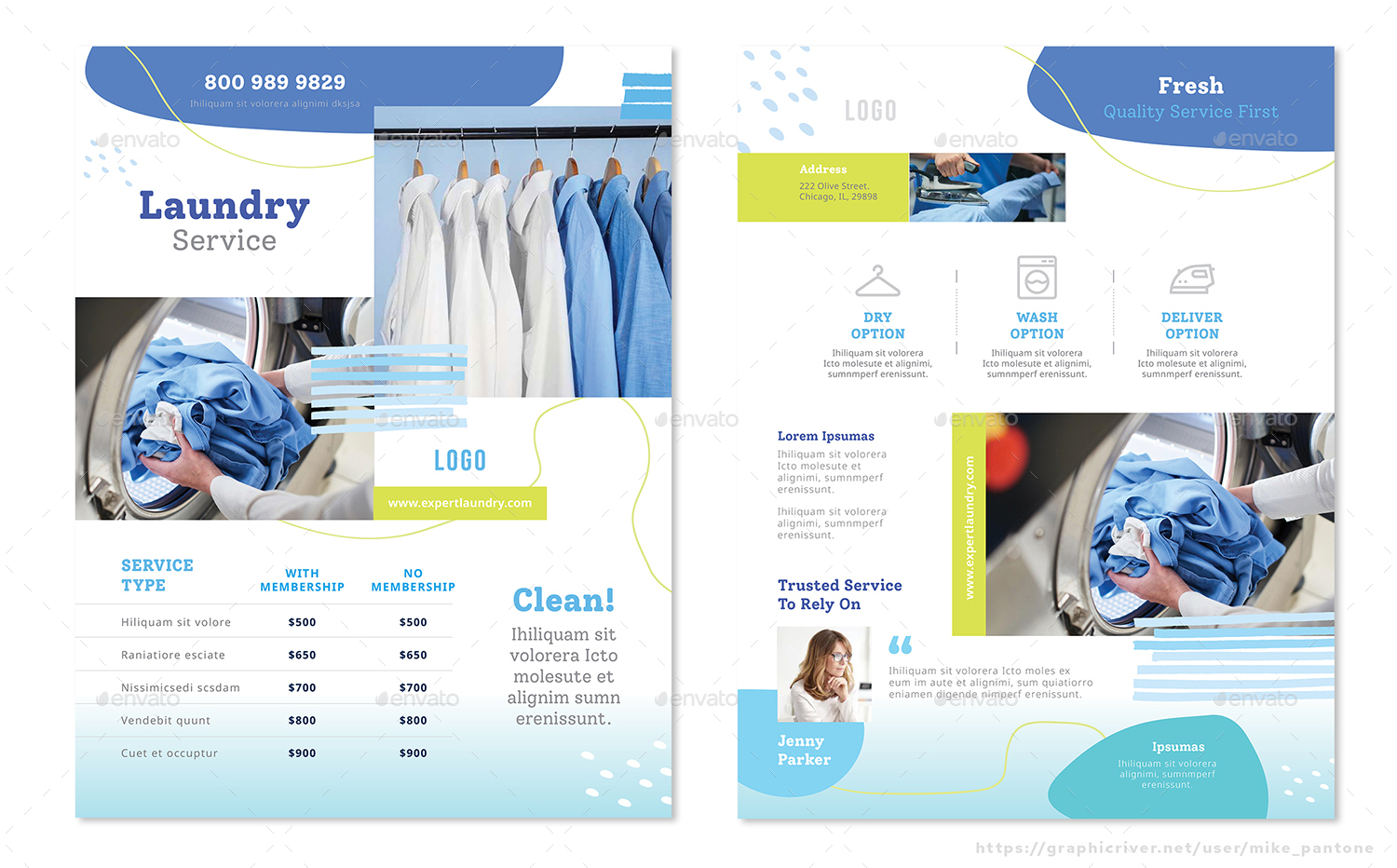 Laundry Service Print Bundle by Mike_pantone | GraphicRiver