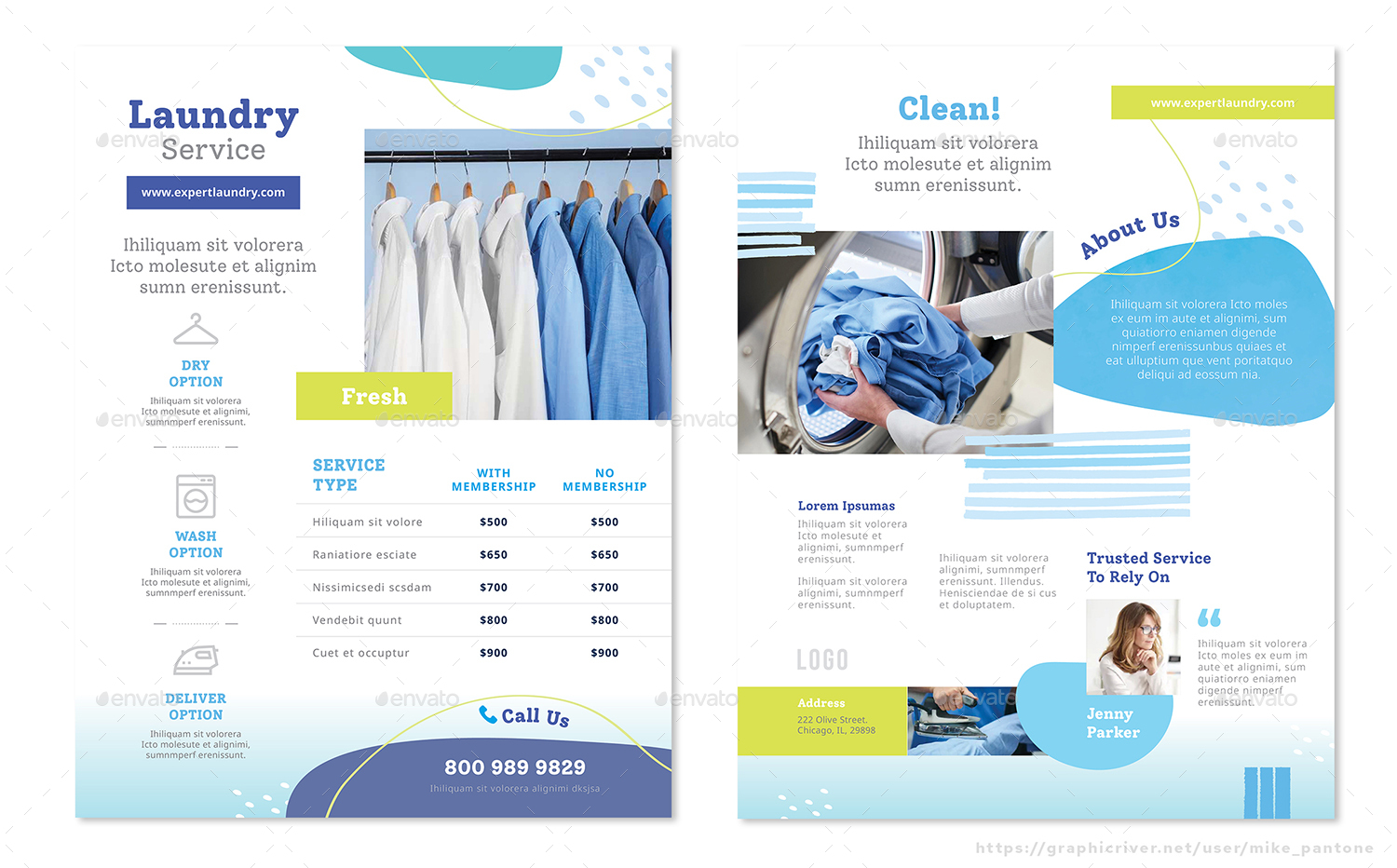 Laundry Service Print Bundle by Mike_pantone | GraphicRiver