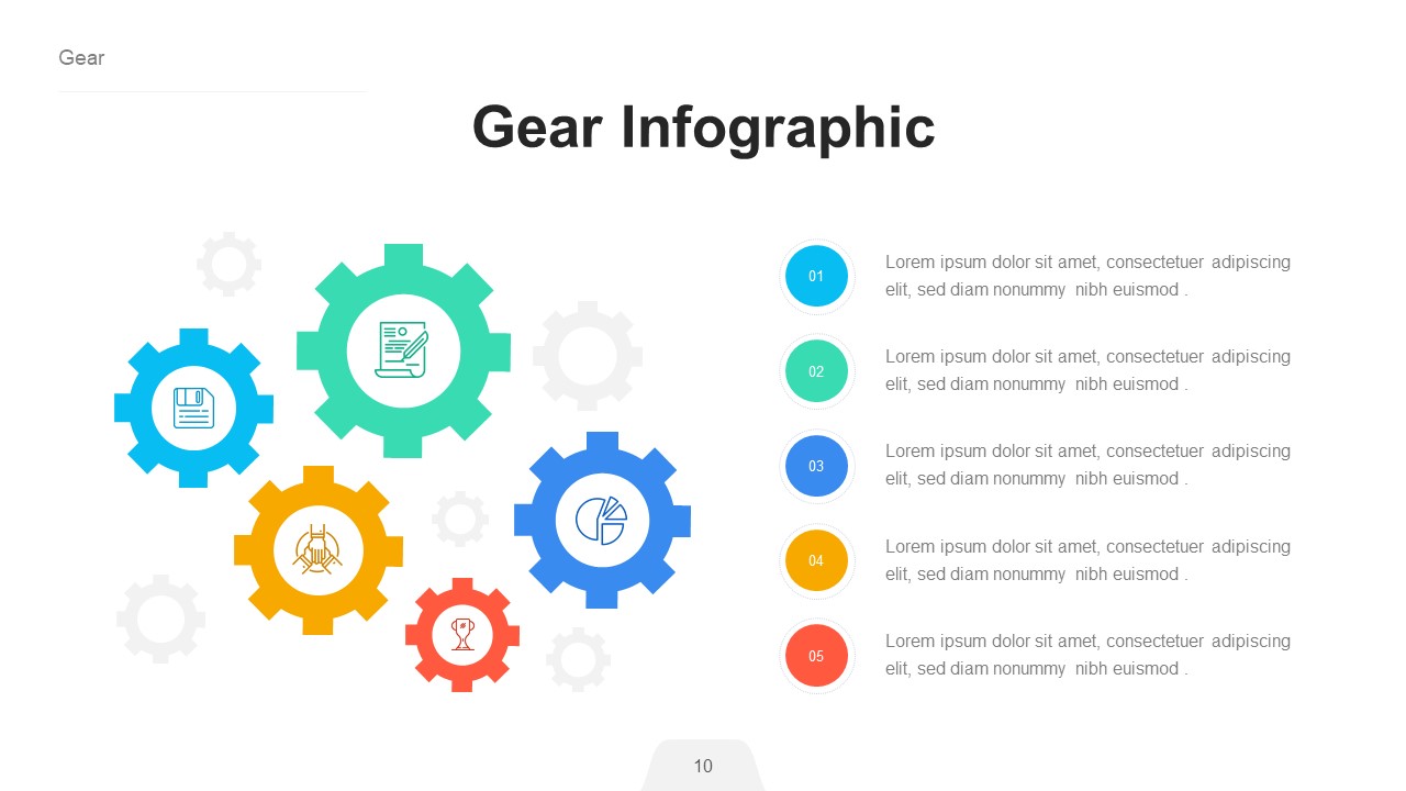 Gear Infographic Powerpoint Presentation Template, Presentation Templates