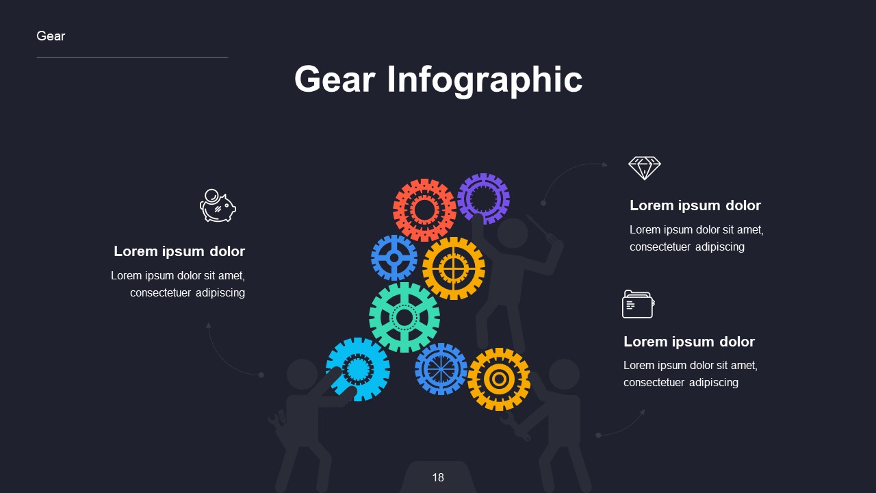 Gear Infographic Powerpoint Presentation Template, Presentation Templates