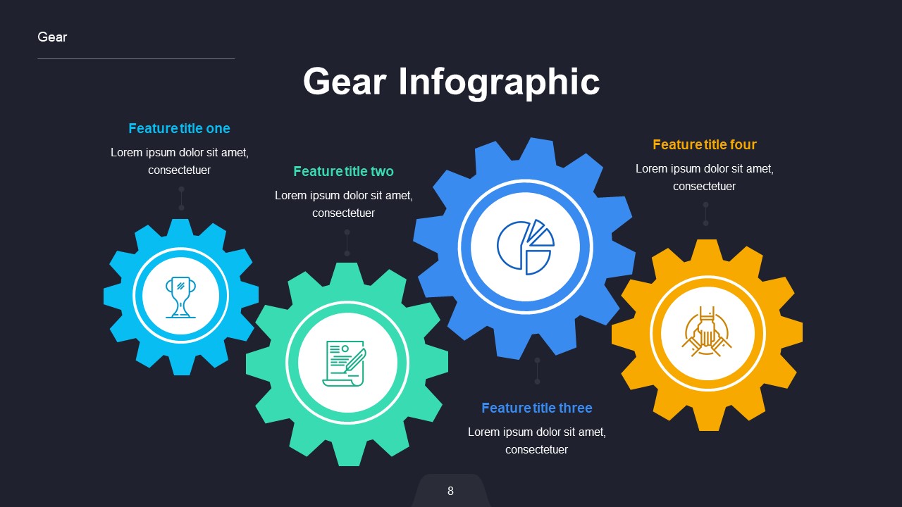 Gear Infographic Powerpoint Presentation Template, Presentation Templates