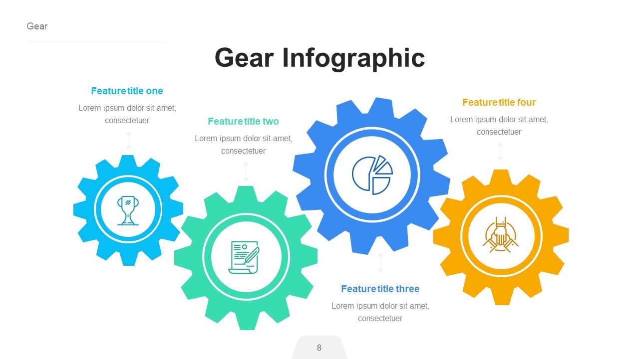 Gear Infographic Powerpoint Presentation Template, Presentation Templates