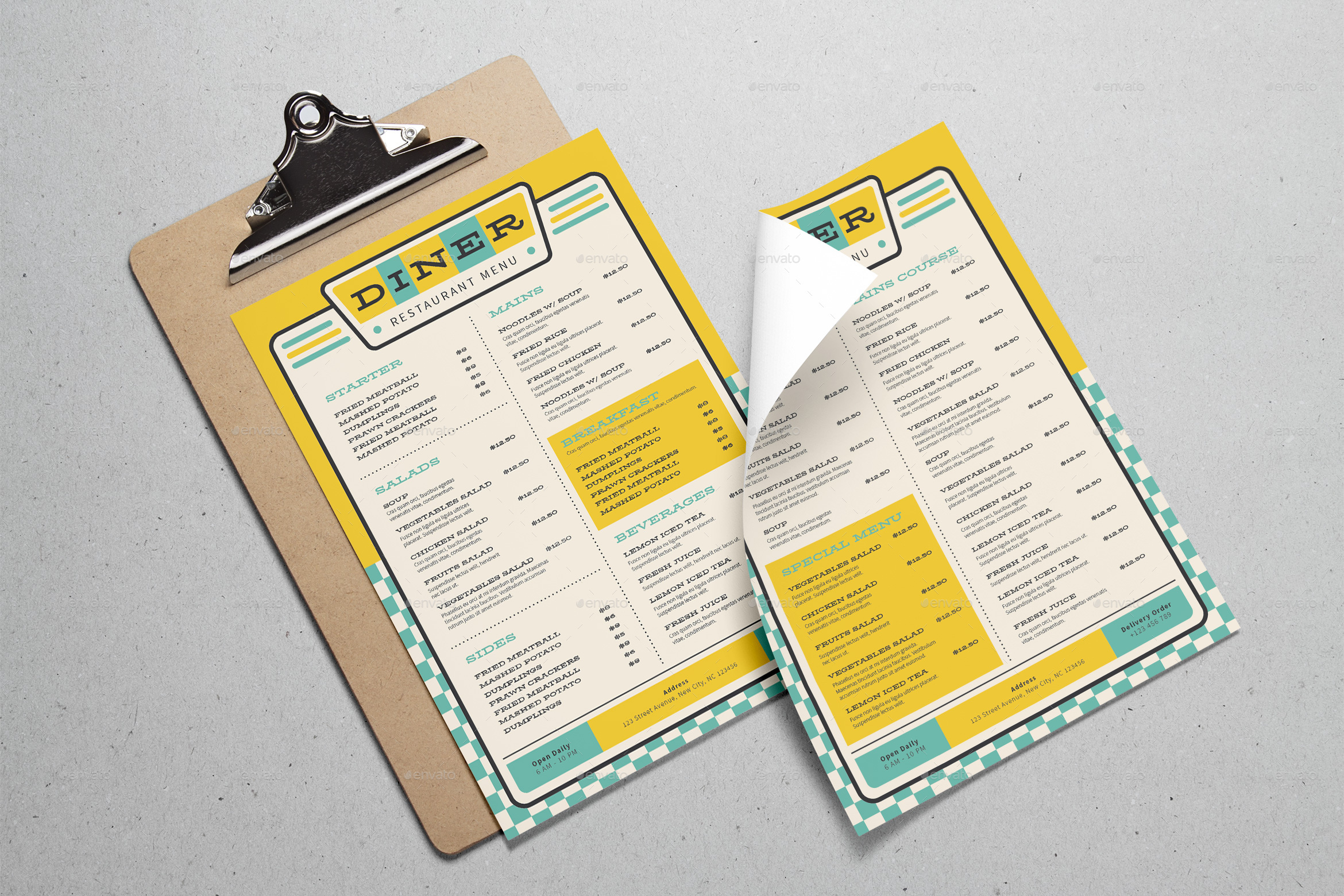 Retro Food Menu Template Set, Print Templates | GraphicRiver