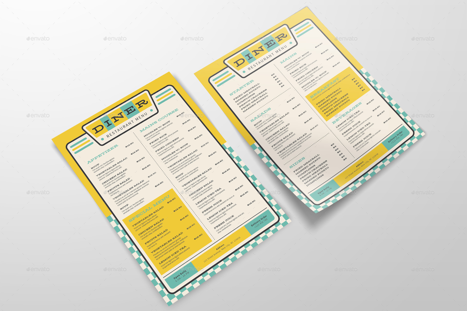 Retro Food Menu Template Set, Print Templates | GraphicRiver