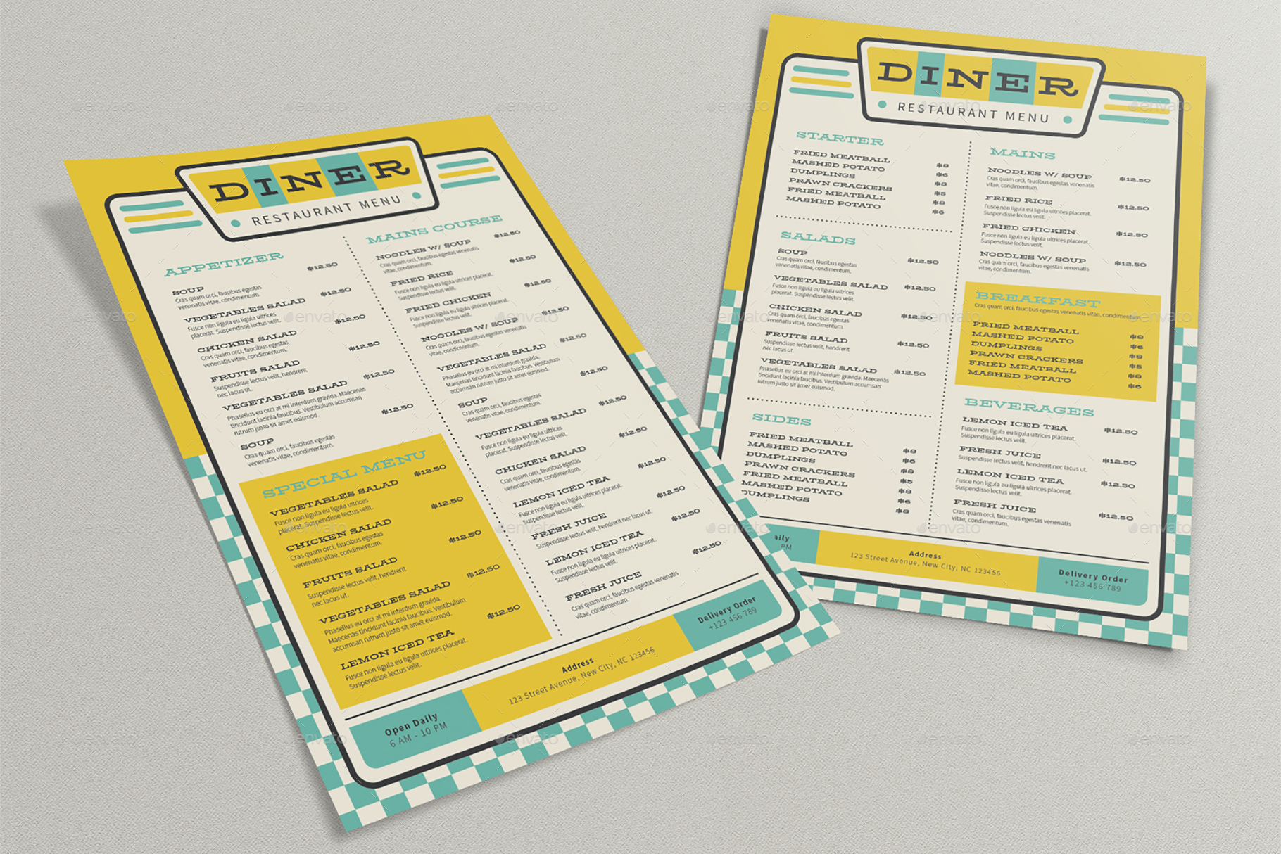Retro Food Menu Template Set, Print Templates | GraphicRiver