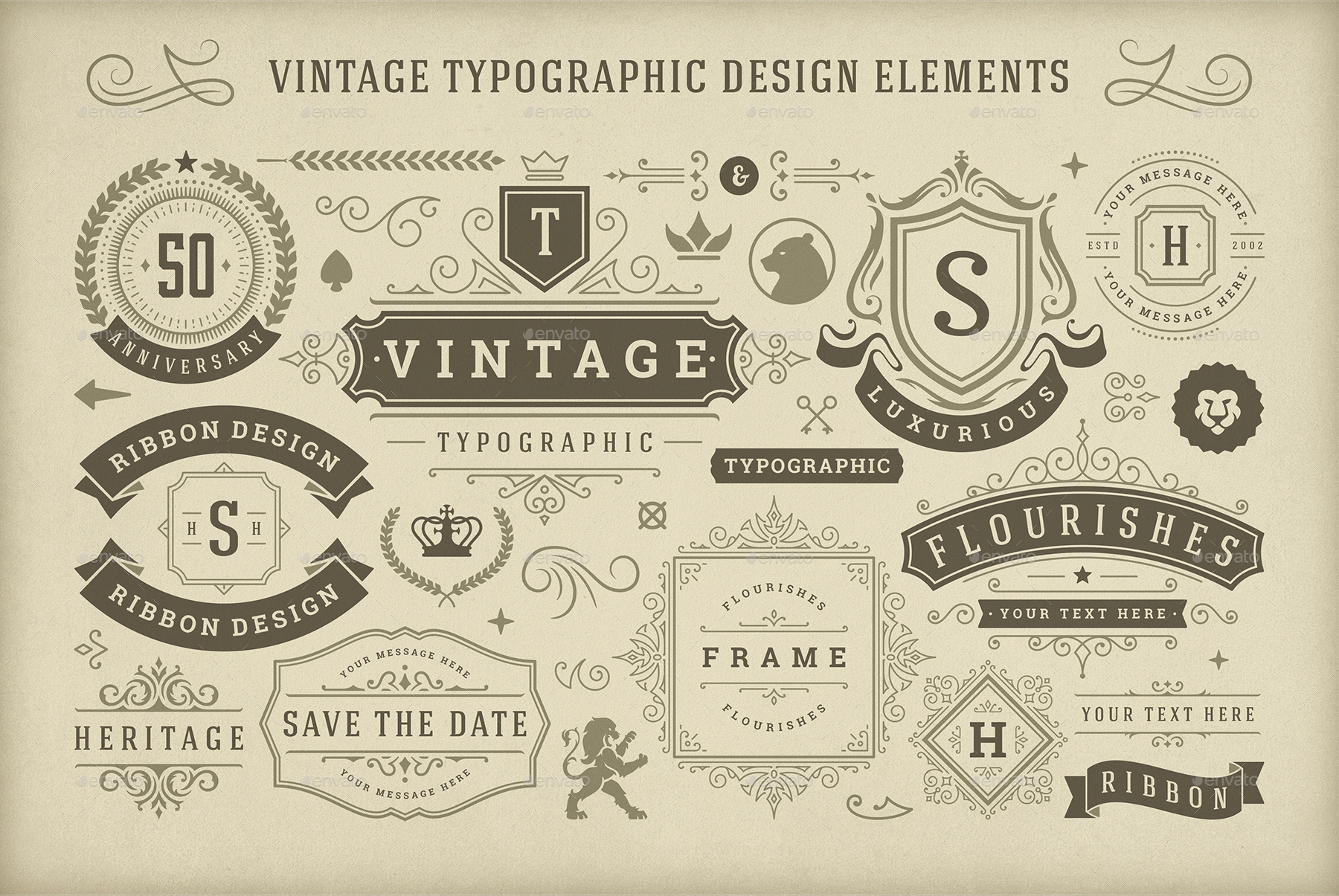 Vintage Typographic Design Elements, Web Elements | GraphicRiver