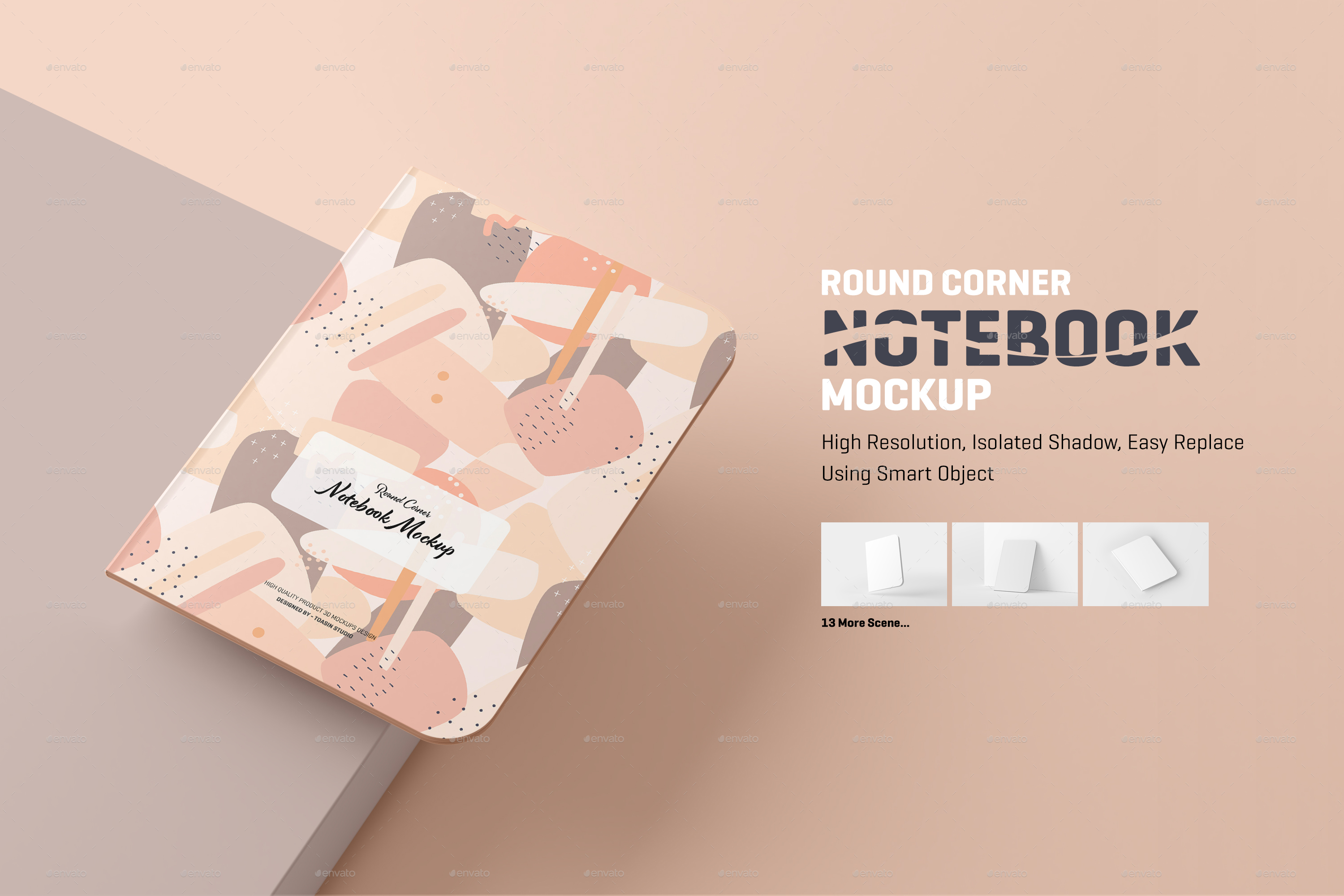 Round Corner Notebook Mockup, Graphics | GraphicRiver
