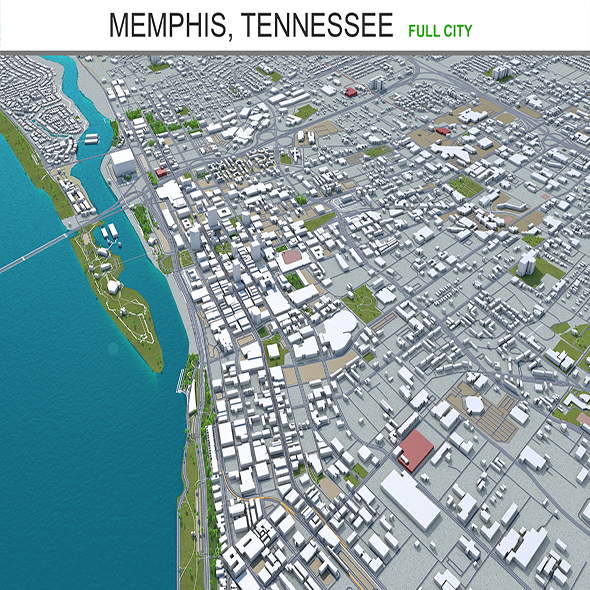 Memphis city Tennessee 3d model 90km by TurboCG | 3DOcean