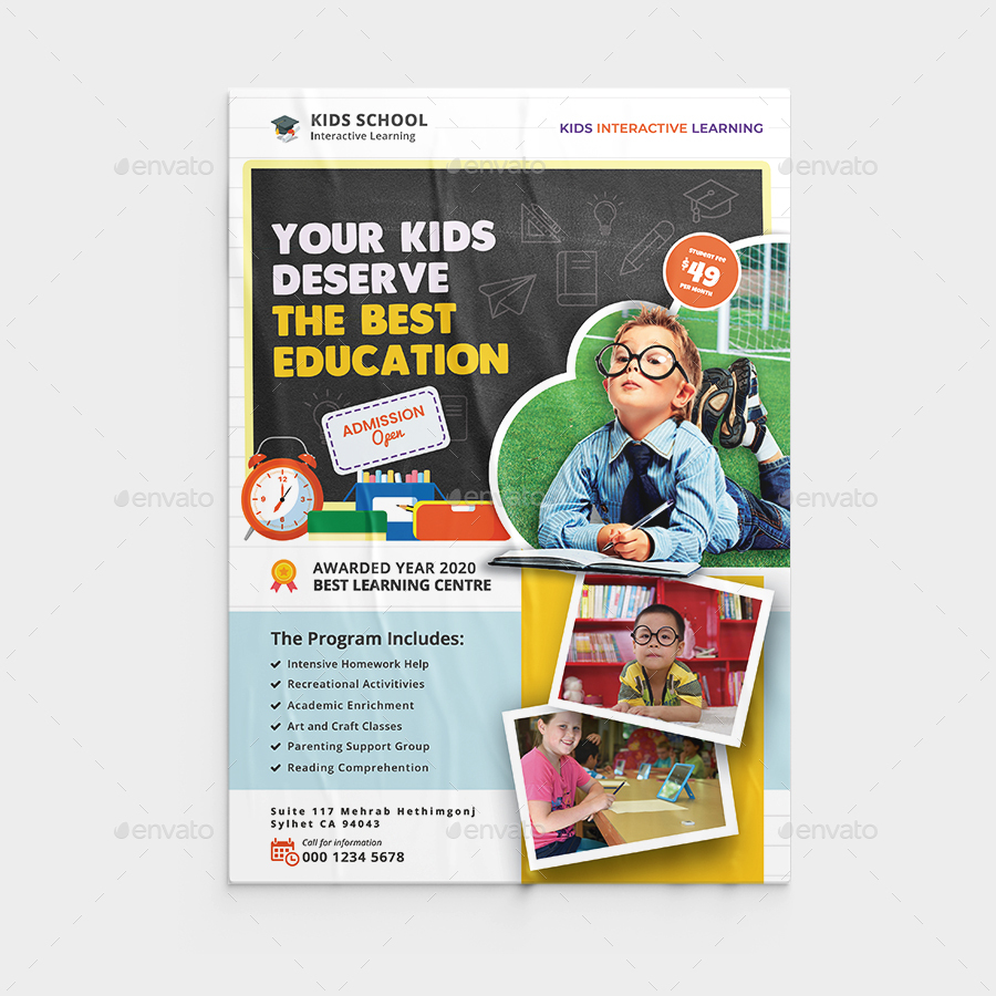 Kids Education Flyer Template, Print Templates | GraphicRiver