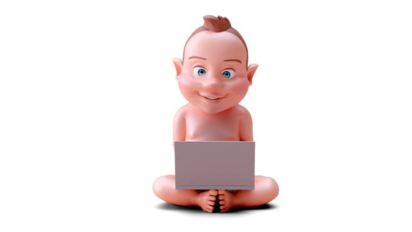 Fun 3D cartoon of a baby coding, Motion Graphics | VideoHive