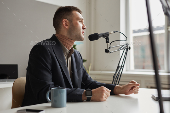 Radio host at work Stock Photo by AnnaStills | PhotoDune