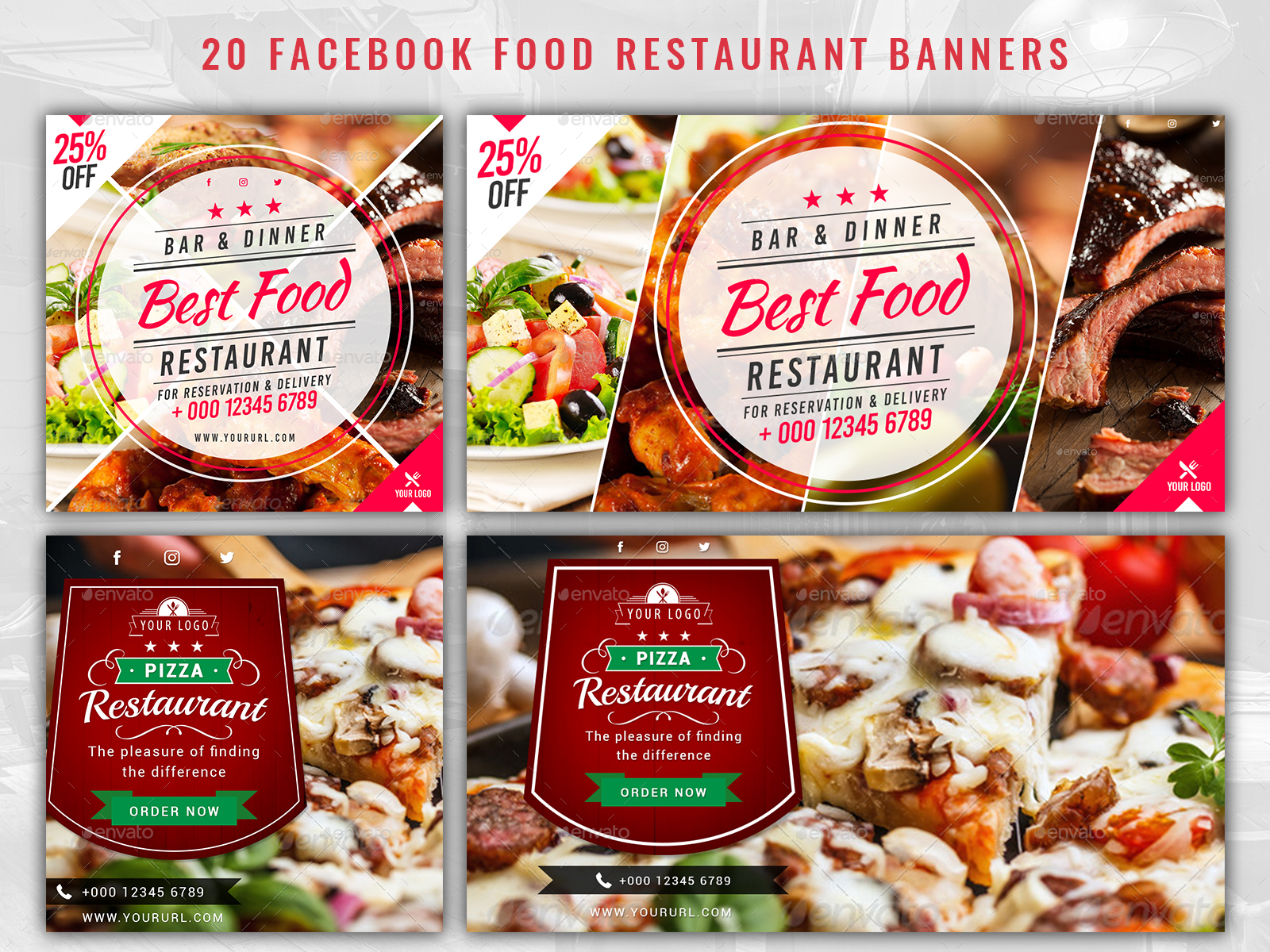 20 Facebook Food Restaurant Banners, Web Elements | GraphicRiver