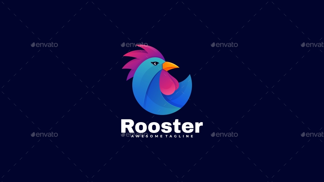 Rooster Gradient Colorful Logo Template by artnivora_std | GraphicRiver