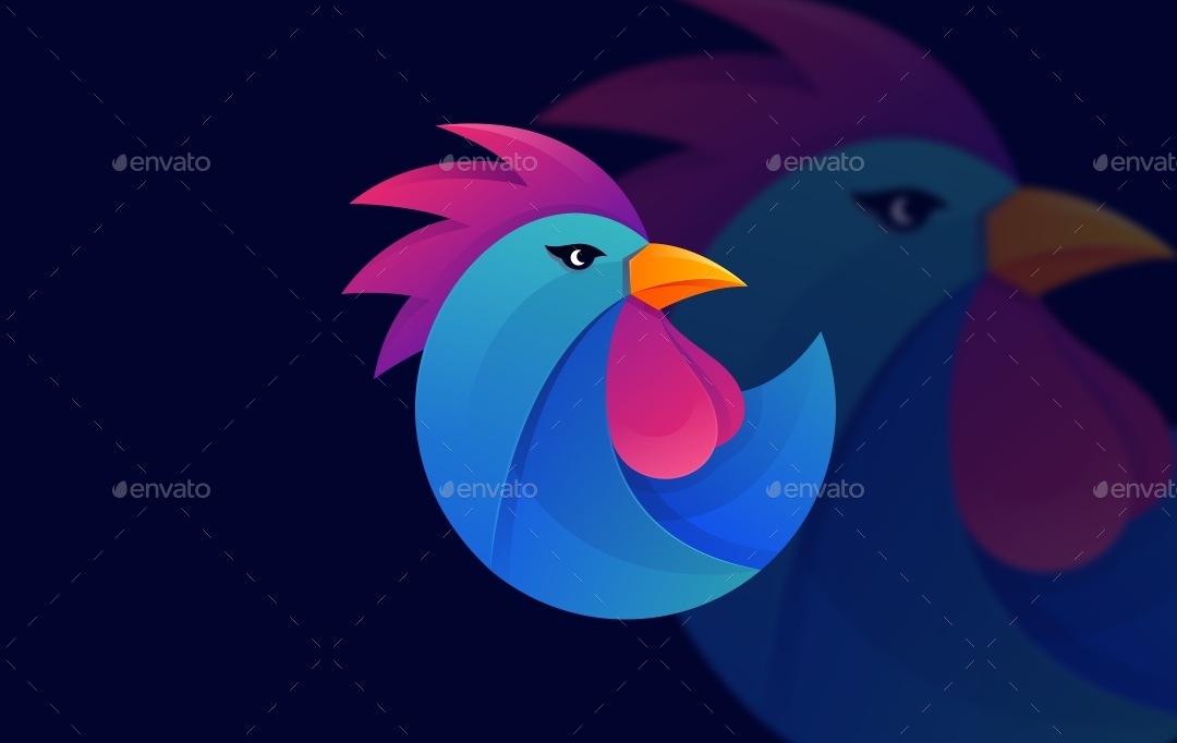 Rooster Gradient Colorful Logo Template, Logo Templates | GraphicRiver