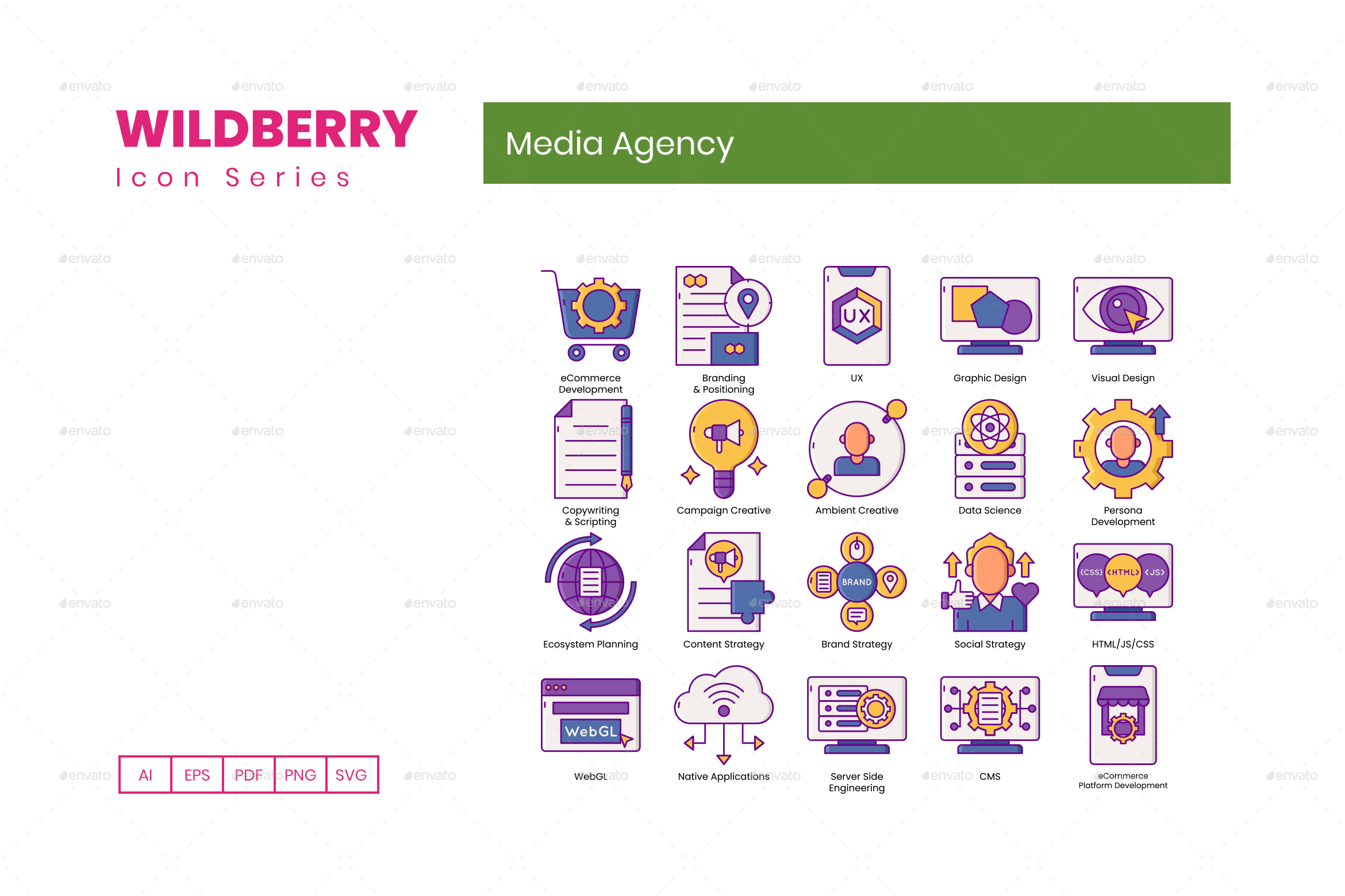 60 Media Agency Icons by Krafted | GraphicRiver