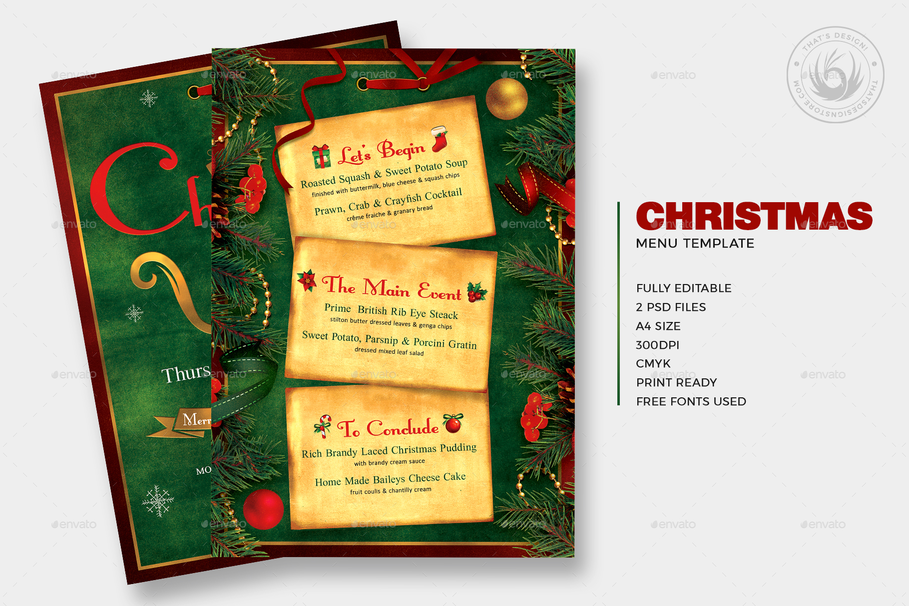 Christmas Menu Template V2, Print Templates | GraphicRiver