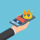 Isometric Businessman Hand Holding Smartphone with Content Is King Text ...