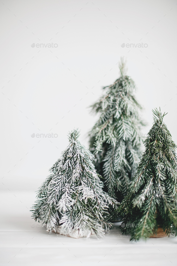 Christmas scene, miniature winter forest. Christmas little snowy ...