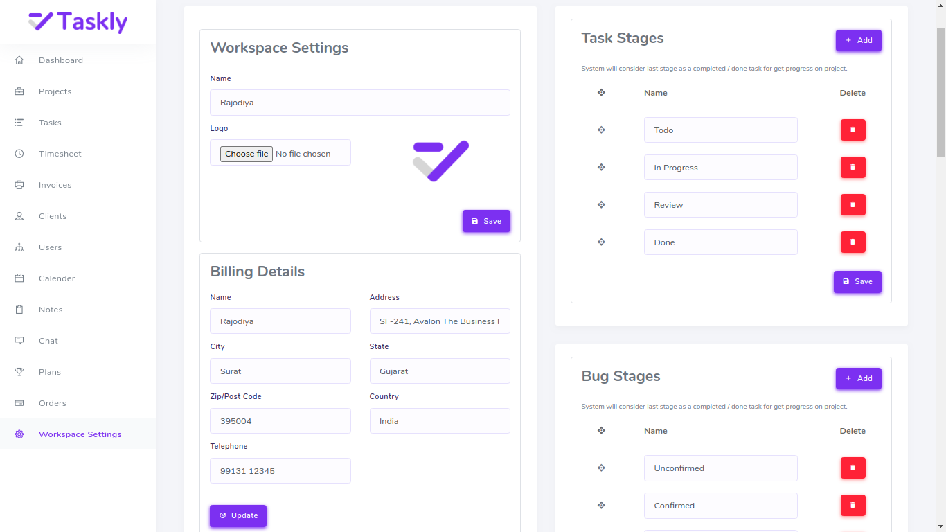 TASKLY SaaS – Project Management Tool by RajodiyaInfotech | CodeCanyon