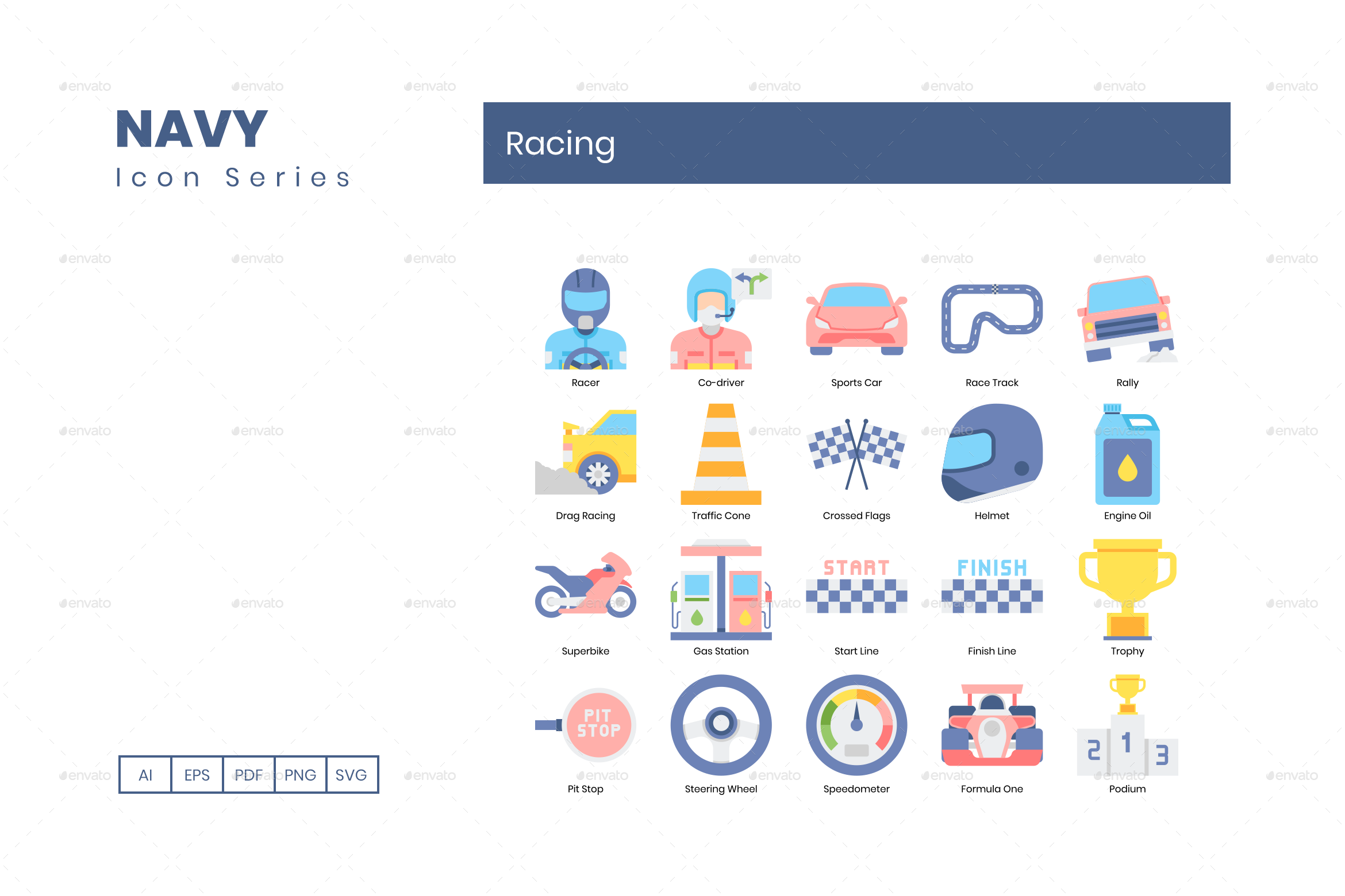 70 Racing Icons, Icons | GraphicRiver