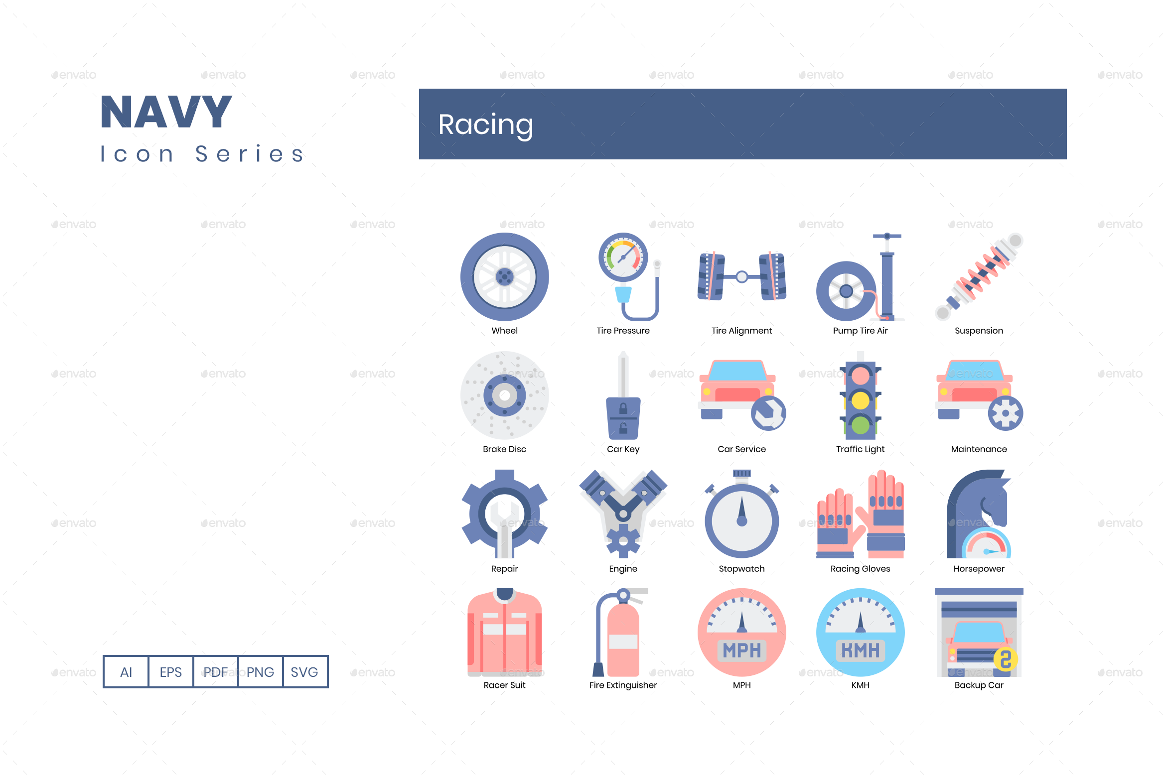 70 Racing Icons, Icons | GraphicRiver