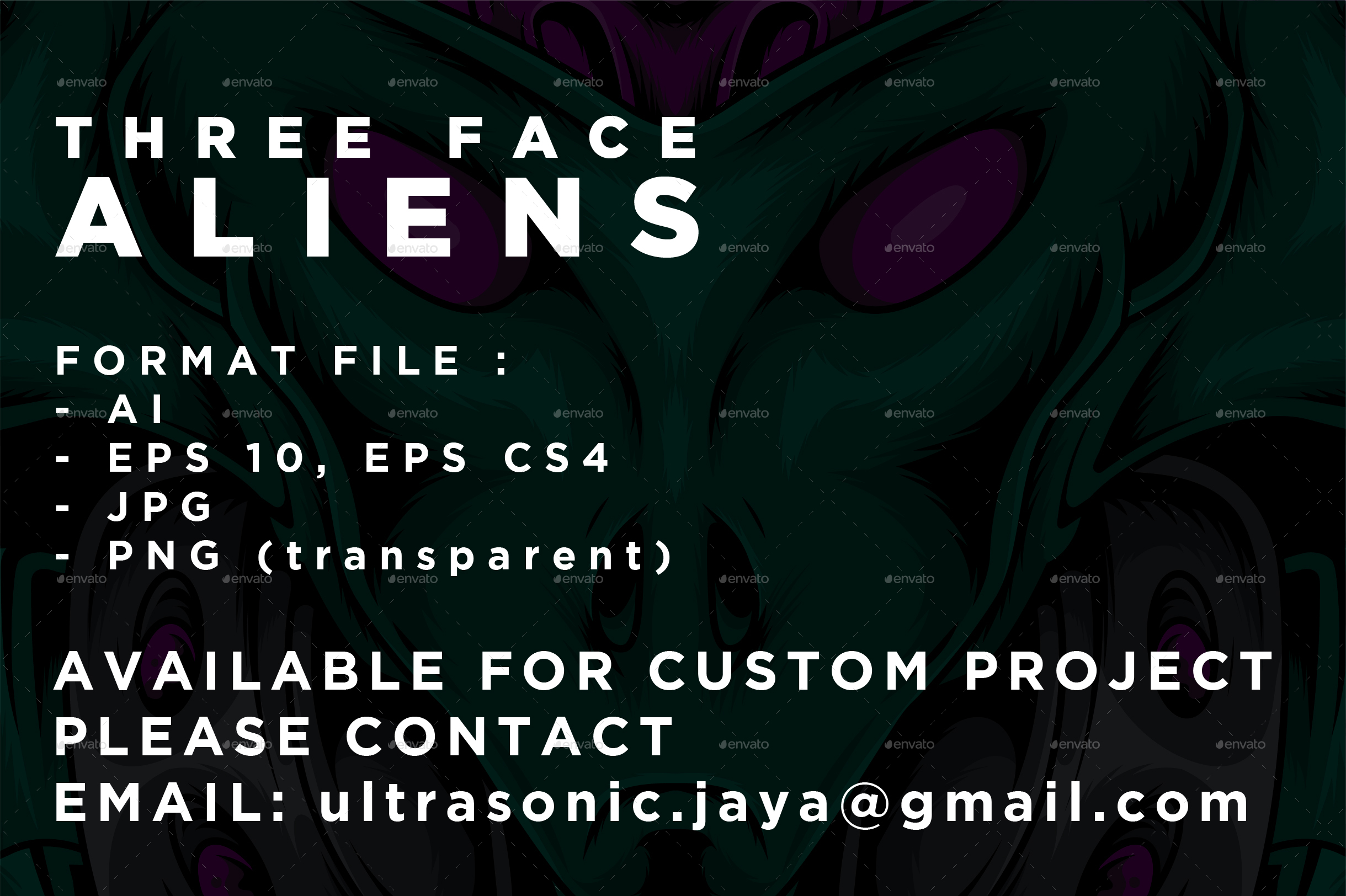 Three Faced Aliens - Vector Illustration, Vectors | GraphicRiver