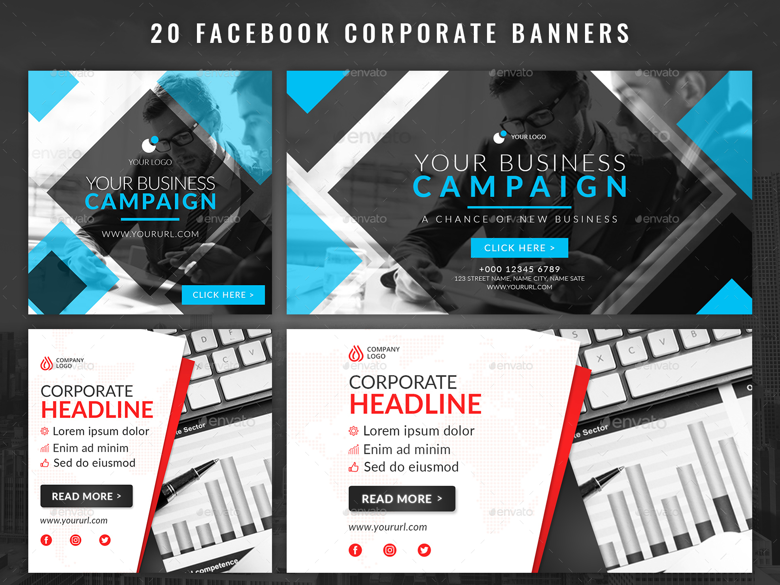 20 Facebook Corporate Banners, Web Elements | GraphicRiver
