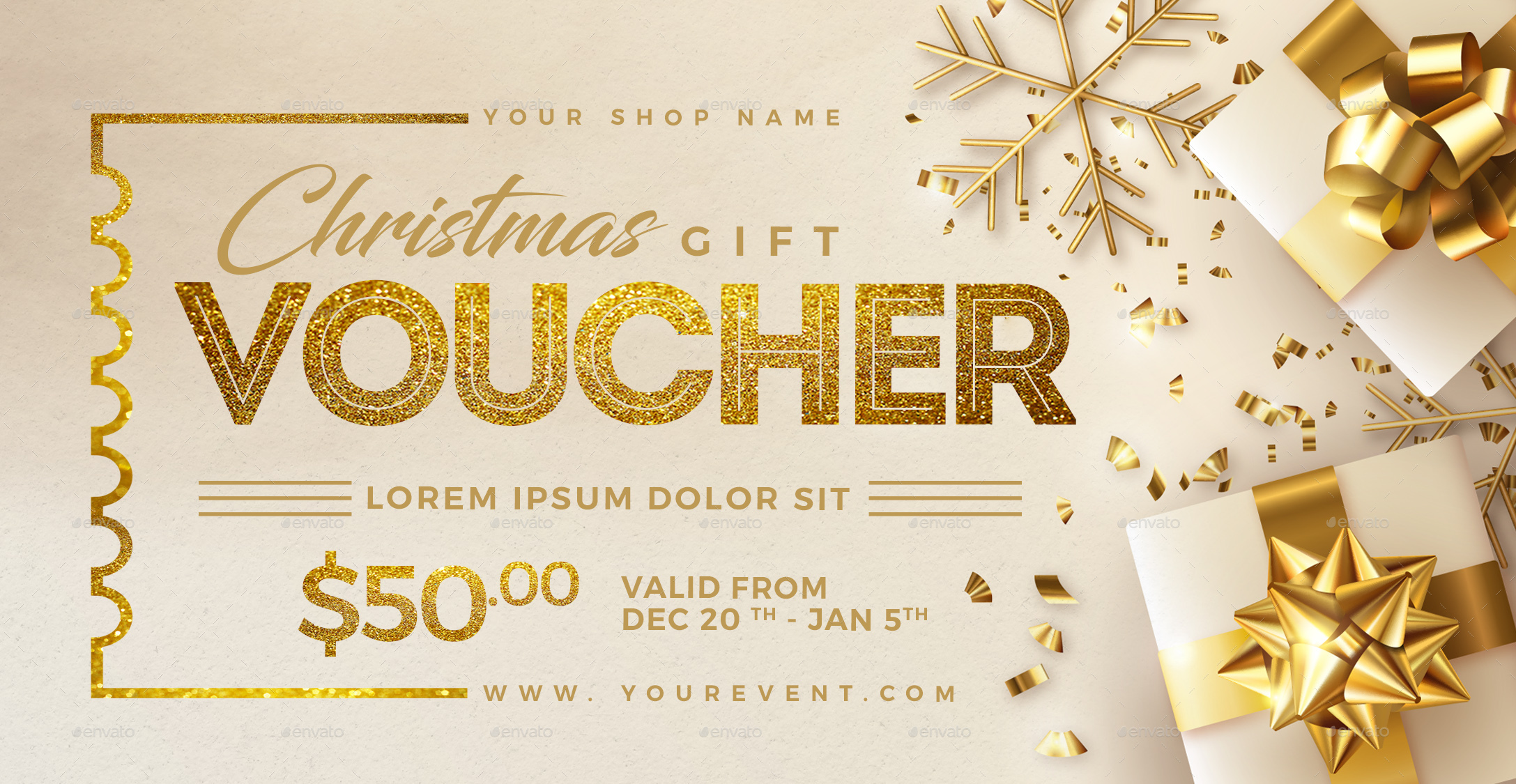 Christmas Gift Voucher Template, Print Templates | GraphicRiver