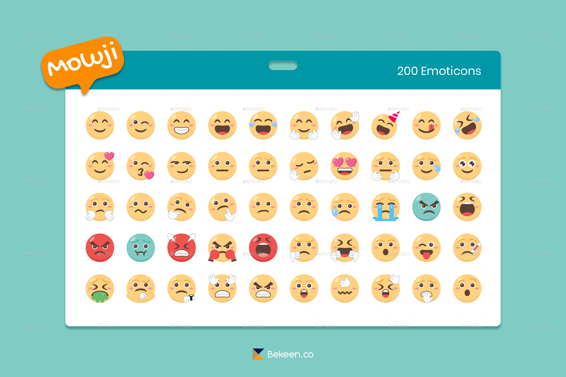 Mowji Emoticon Pack, Icons | GraphicRiver