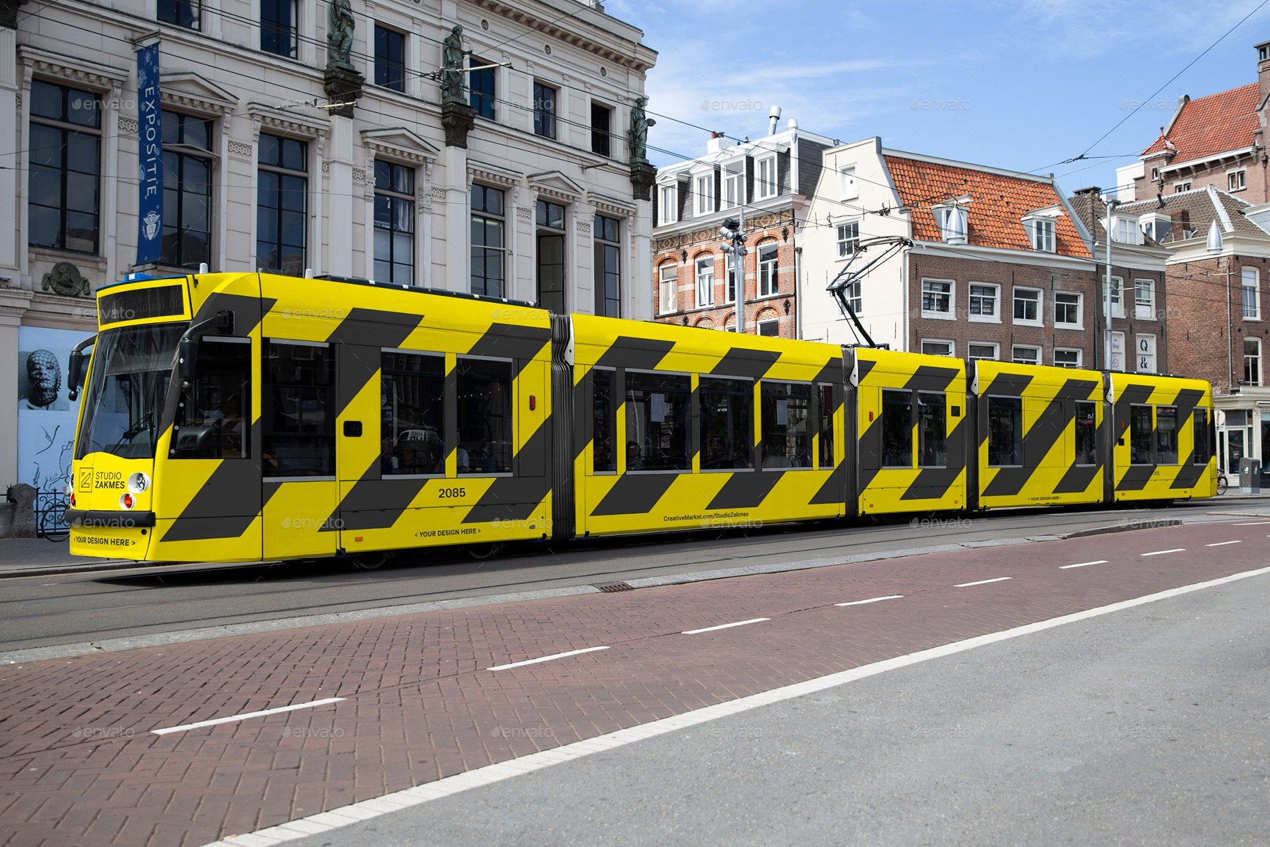 City Tram Wrap Sticker Mockup, Graphics | GraphicRiver