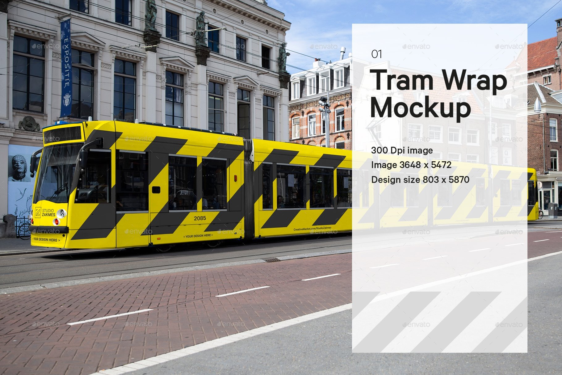 City Tram Wrap Sticker Mockup, Graphics | GraphicRiver