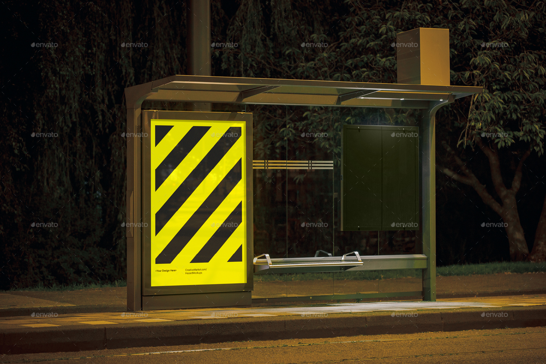 Night Bus Stop Poster Mockup, Graphics | GraphicRiver