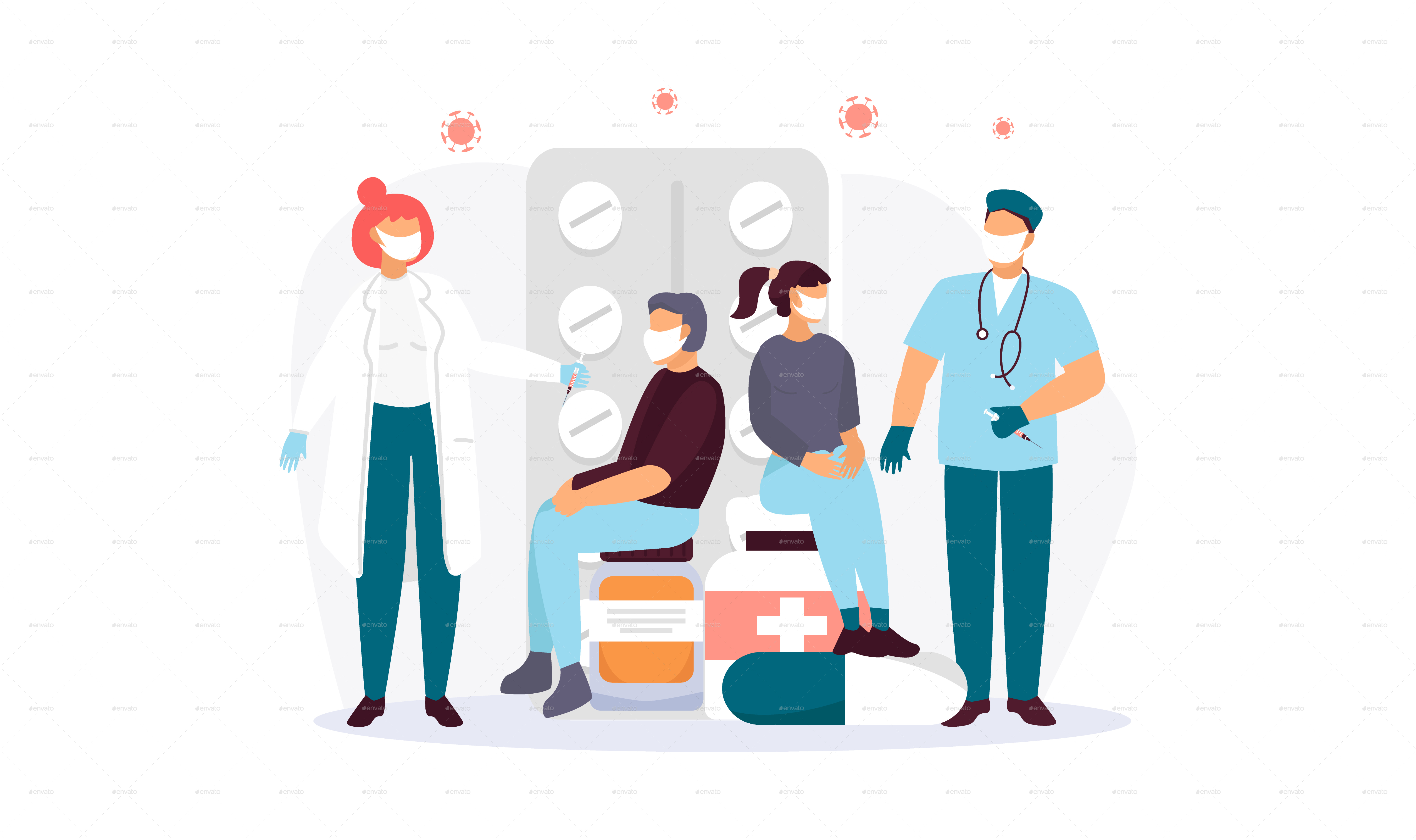 Covid-19 Pandemic Vector Illustrations, Vectors | GraphicRiver