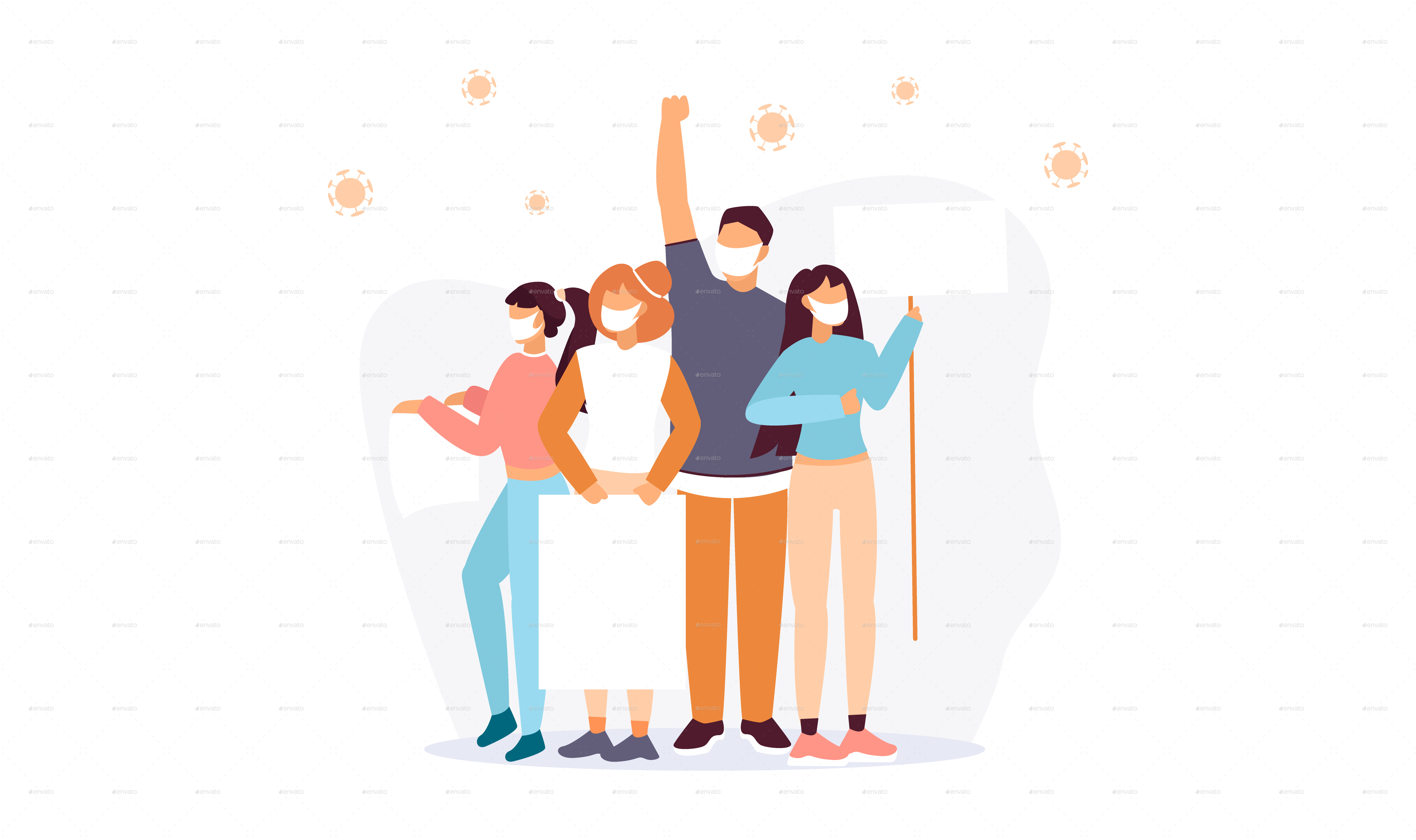 Covid-19 Pandemic Vector Illustrations, Vectors | GraphicRiver