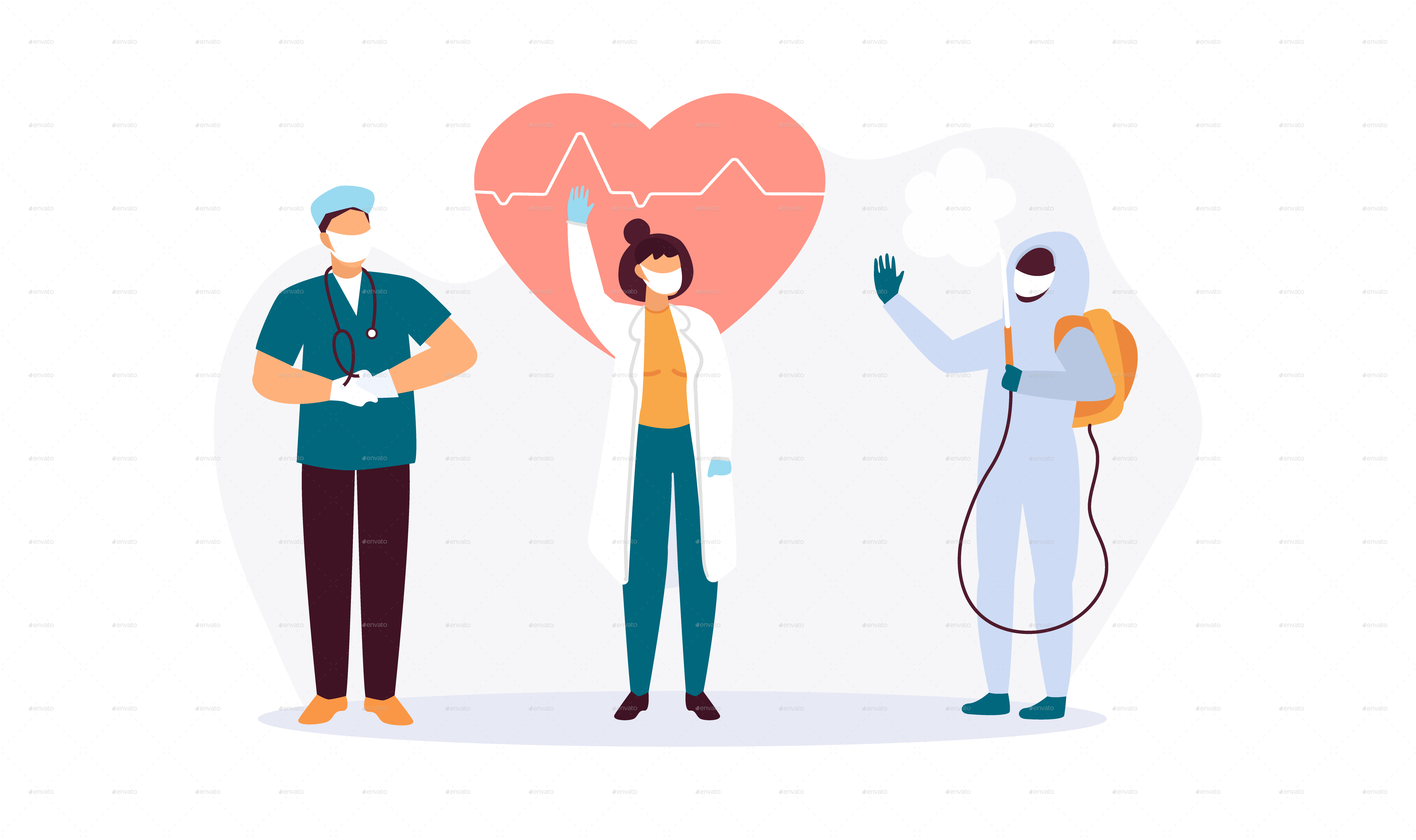 Covid-19 Pandemic Vector Illustrations, Vectors | GraphicRiver