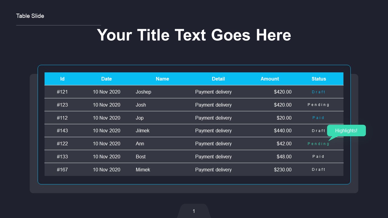 Table Slides Infographic Powerpoint Presentation Template, Presentation ...