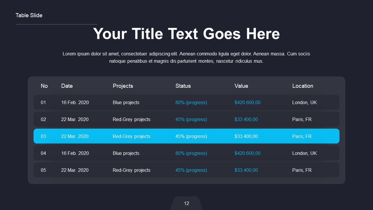 Table Slides Infographic Powerpoint Presentation Template, Presentation ...