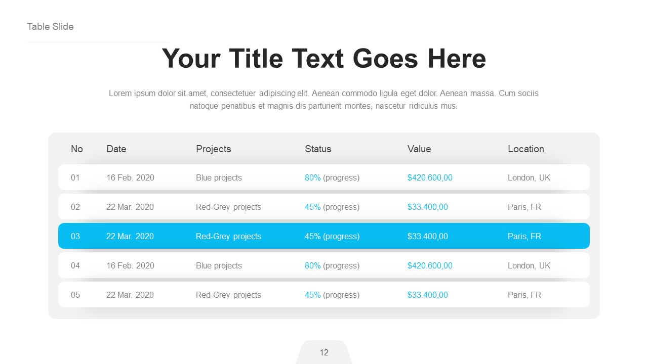Table Slides Infographic Powerpoint Presentation Template, Presentation ...