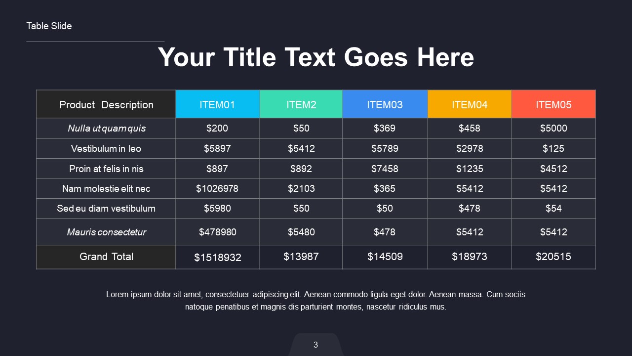Table Slides Infographic Powerpoint Presentation Template, Presentation ...