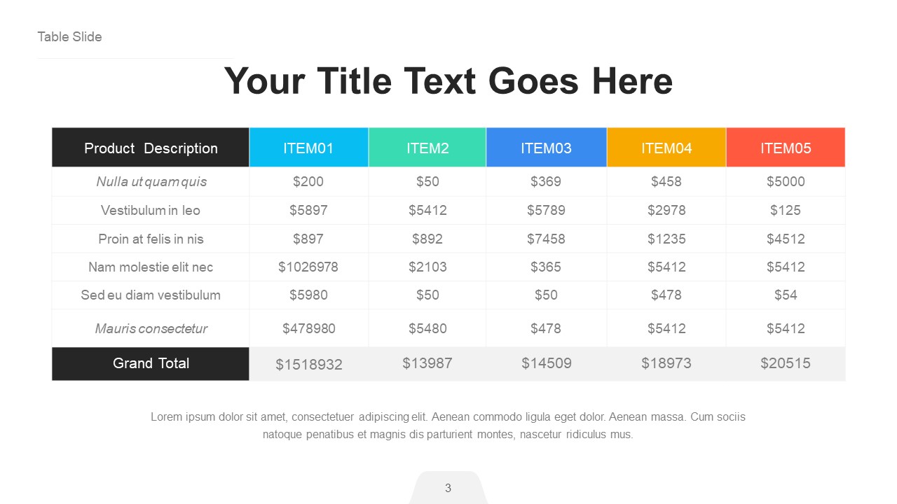 Table Slides Infographic Powerpoint Presentation Template, Presentation ...