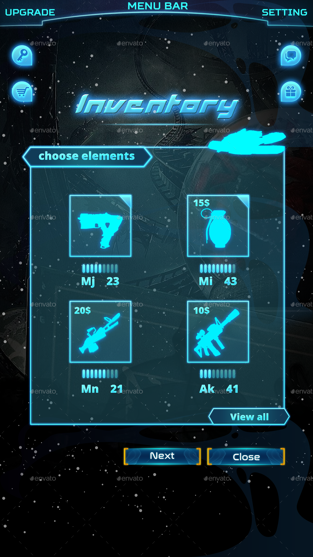 SCI-FI Portrait UI Package, Game Assets | GraphicRiver