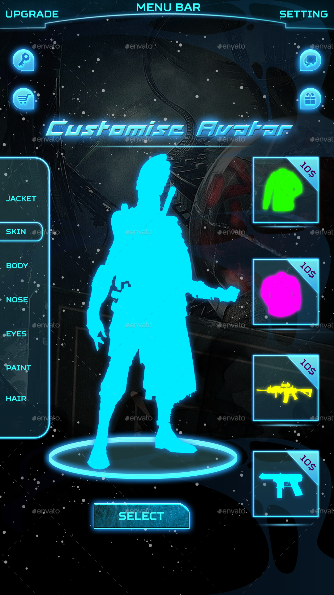 SCI-FI Portrait UI Package, Game Assets | GraphicRiver