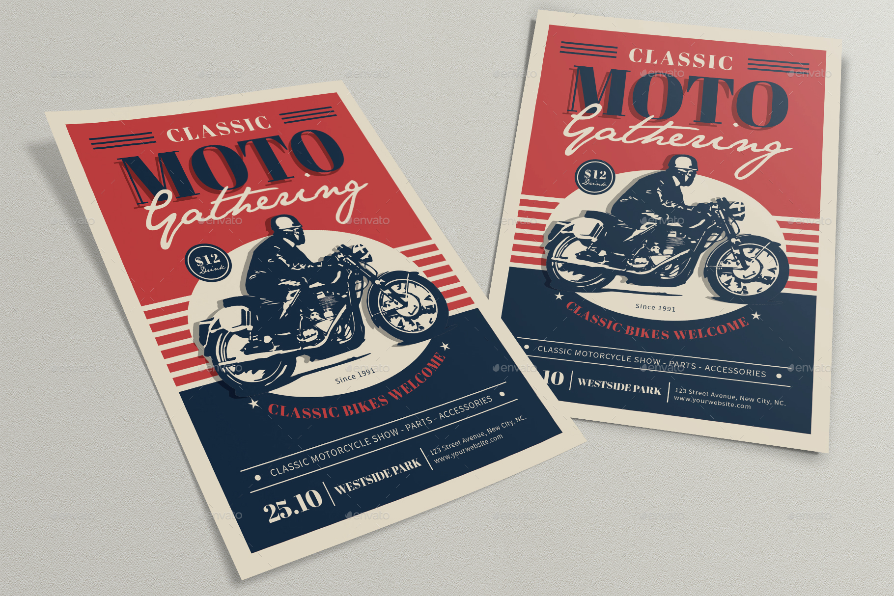 Classic Moto Flyers Template, Print Templates | GraphicRiver