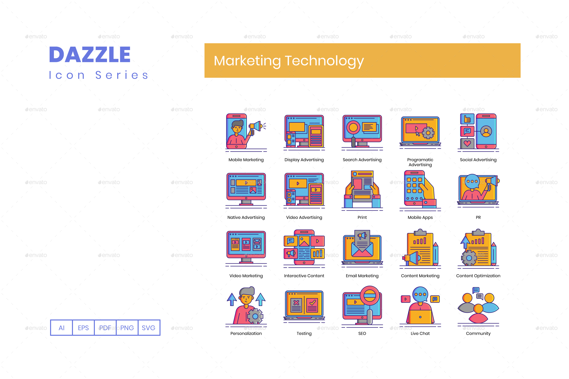 90 Marketing Technology Icons, Icons | GraphicRiver